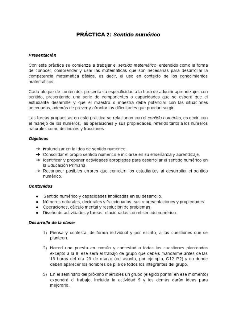 P2 Sentido Numérico C | PDF | Educación primaria | Aprendizaje
