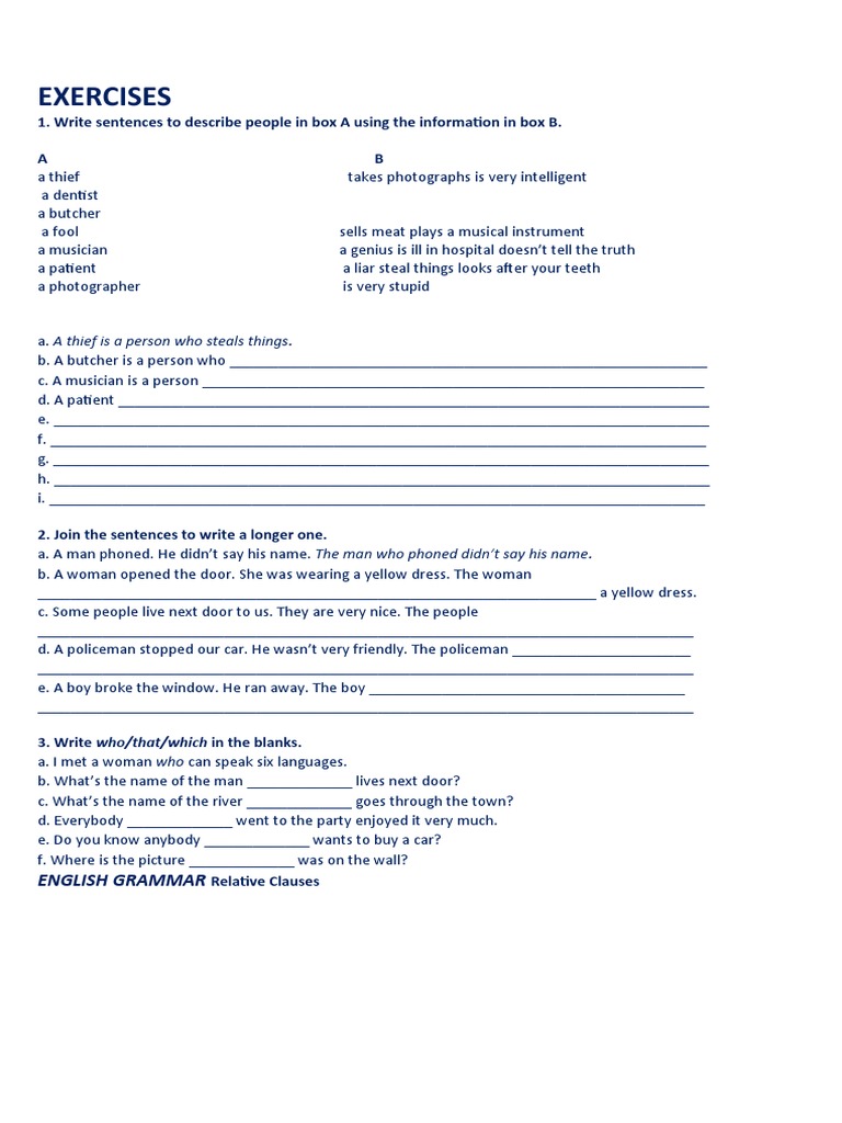 Exercises: English Grammar | PDF