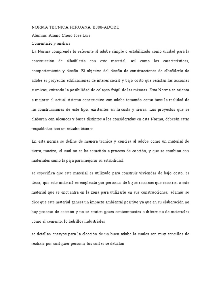 Analisis Norma E.080-Alamo - Chero | PDF | Ingeniería de Edificación | Sectores Economicos