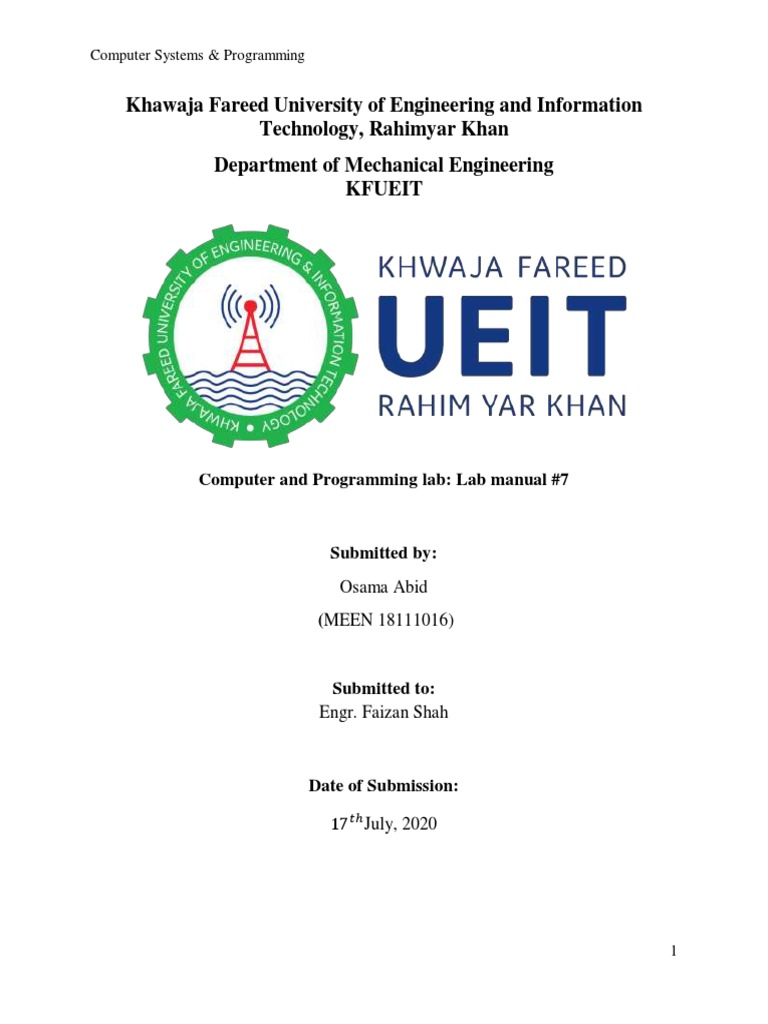 Lab 7 Done | PDF | Array Data Structure | Integer (Computer Science)