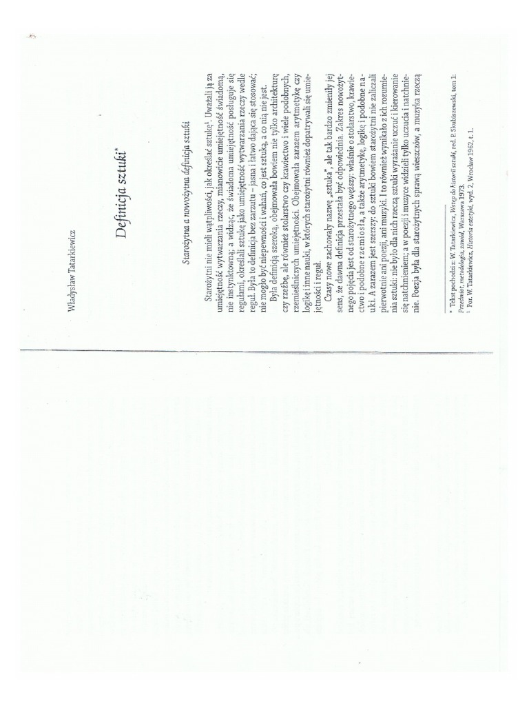 W. Tatarkiewicz - Definicja Sztuki | PDF