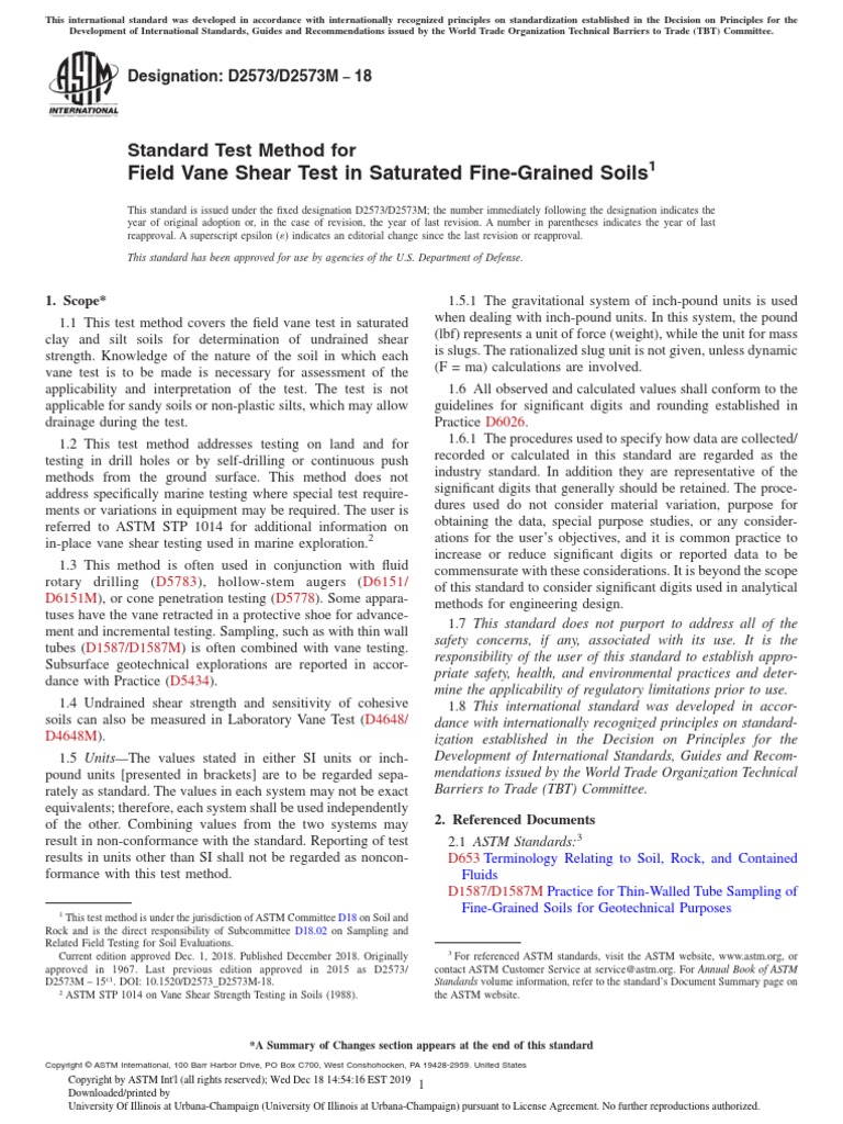 Standard Test Method For Field Vane Shear Test in Saturated Fine ...