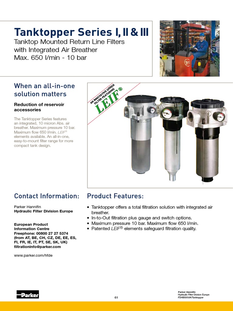 Tanktopper Series I, II & III: Tanktop Mounted Return Line Filters With ...