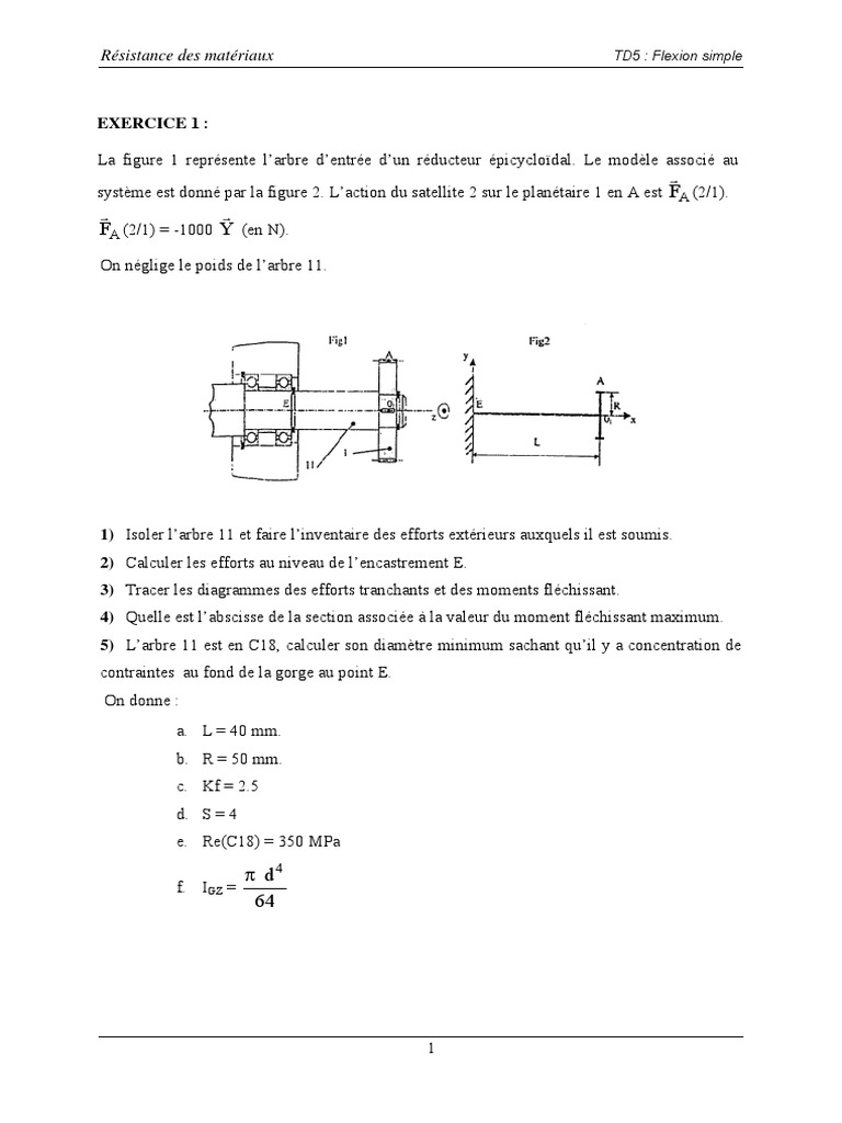 TD5 - Flexion Simple | PDF | Flexion (matériau) | Résistance des matériaux