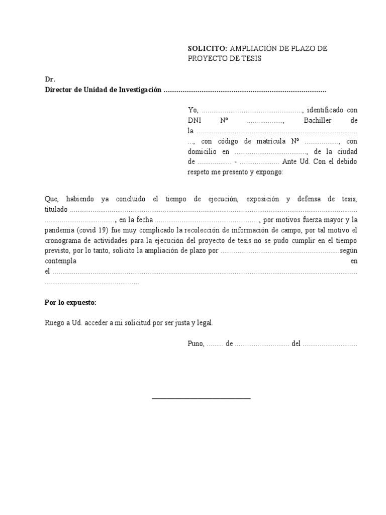 Solicitud de Ampliacion de Plazo | PDF