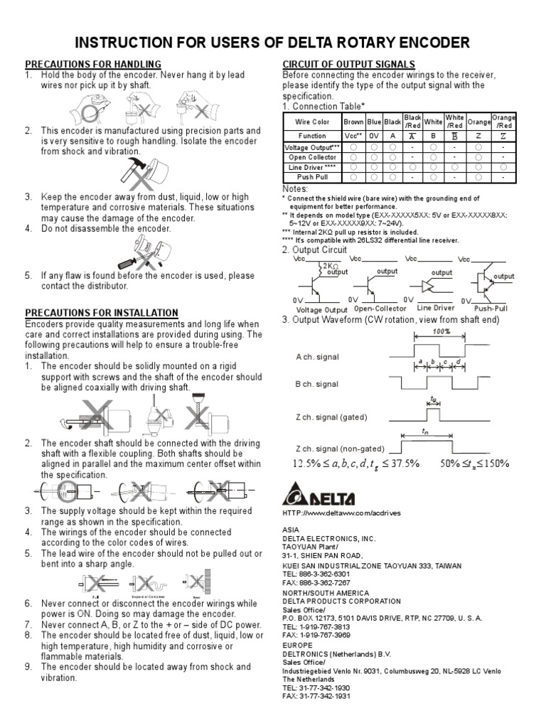 Instruction For Users of Delta Rotary Encoder | PDF | Electricity ...