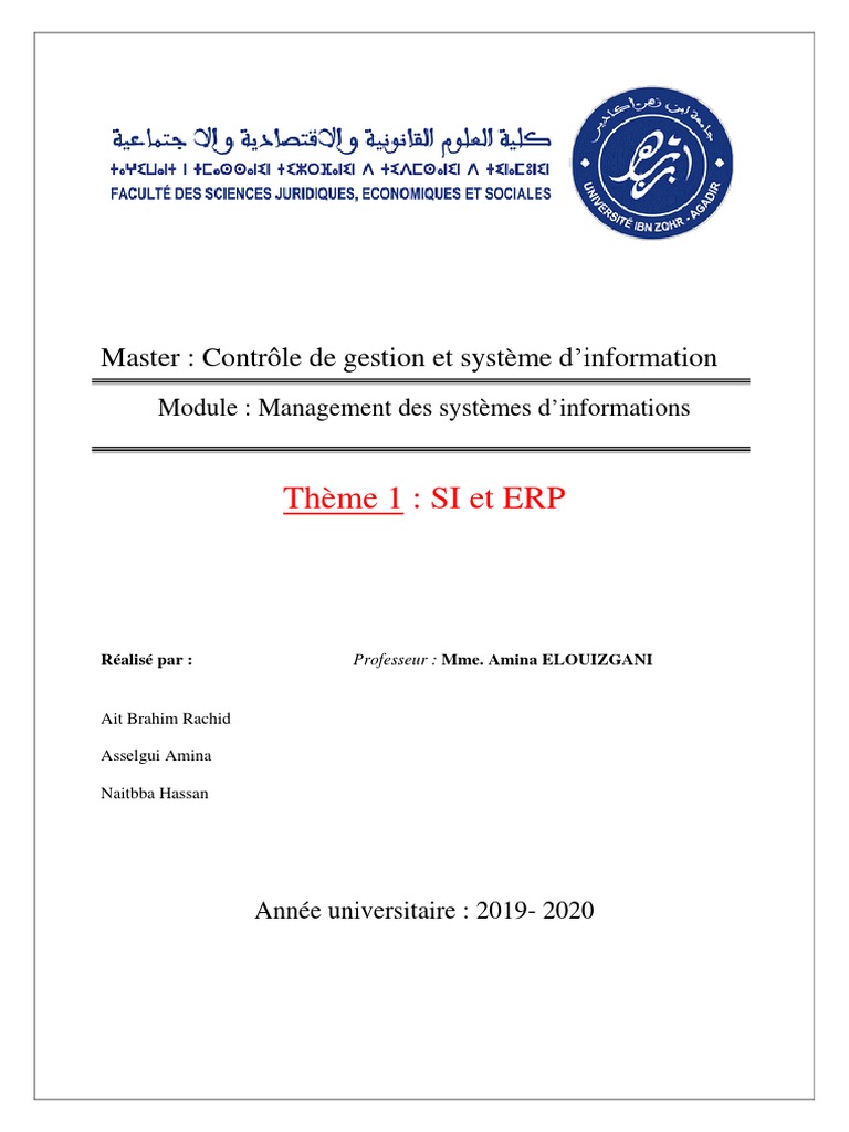 1 SI Et ERP Rapport | PDF | Progiciel de gestion intégré | Système d ...