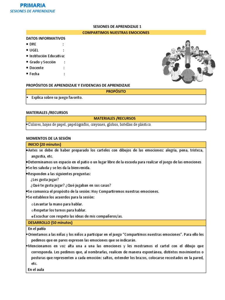 Sesión de Aprendizaje Apoyo Socioemocional | PDF | Ira | Aprendizaje