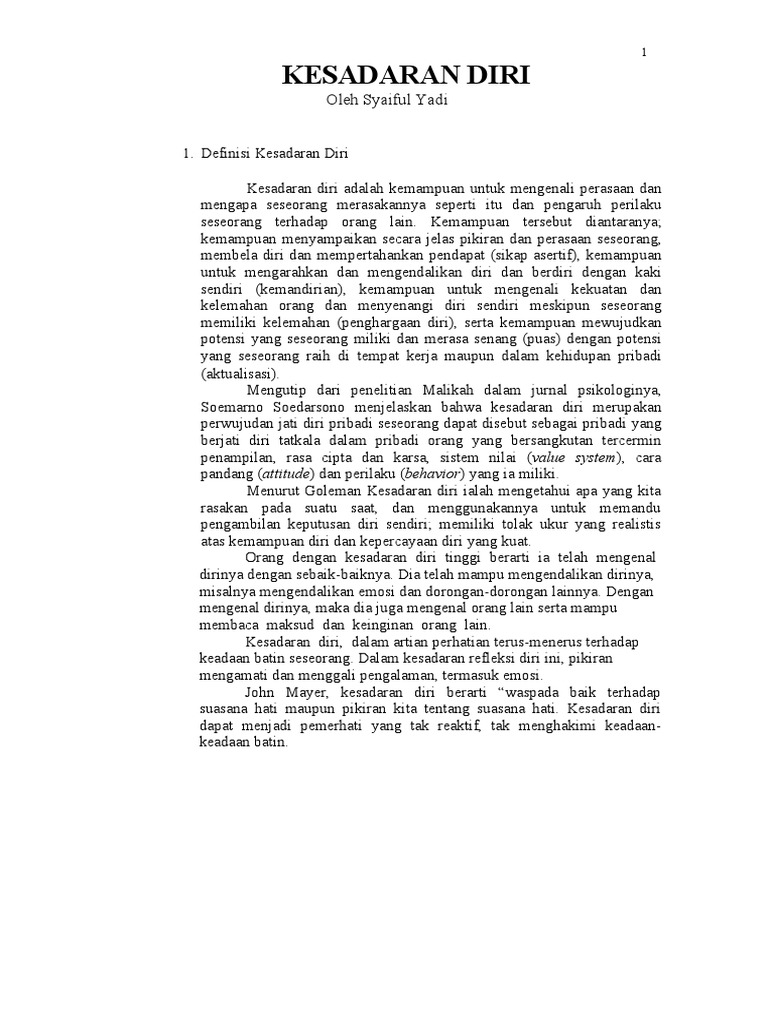 Kesadaran Diri | PDF
