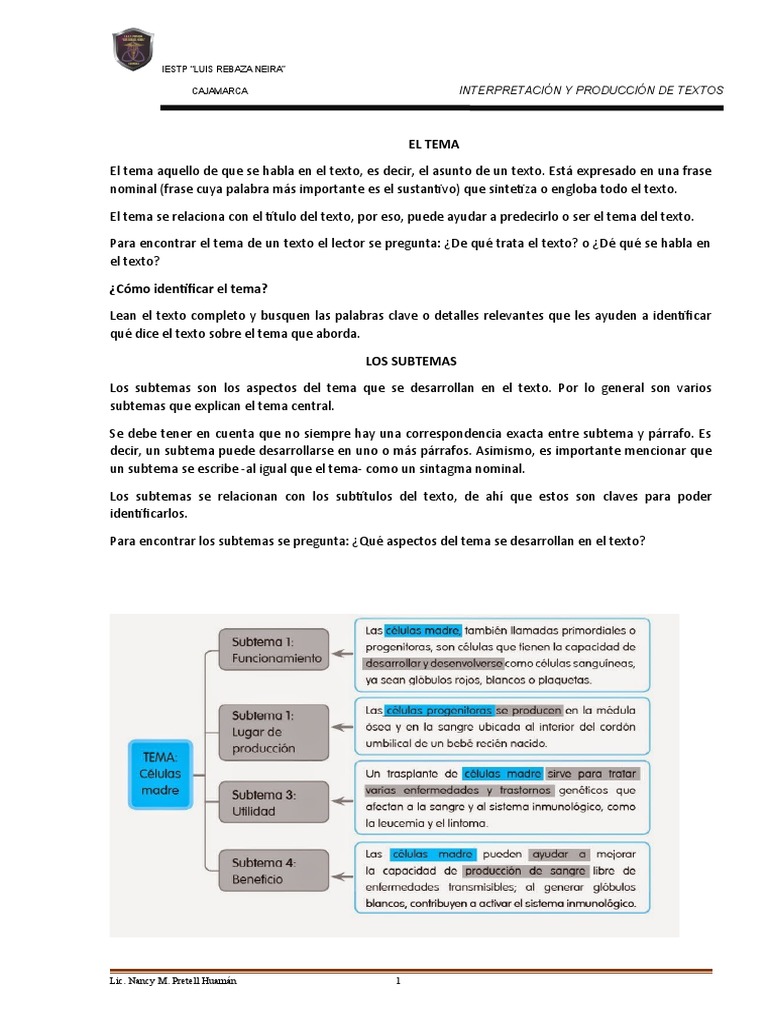 Ejemplos de Tema y Subtemas Textuales | PDF | Piel | Ciencia cognitiva