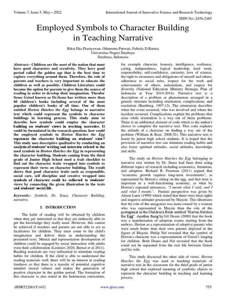 Employed Symbols To Character Building in Teaching Narrative | PDF ...
