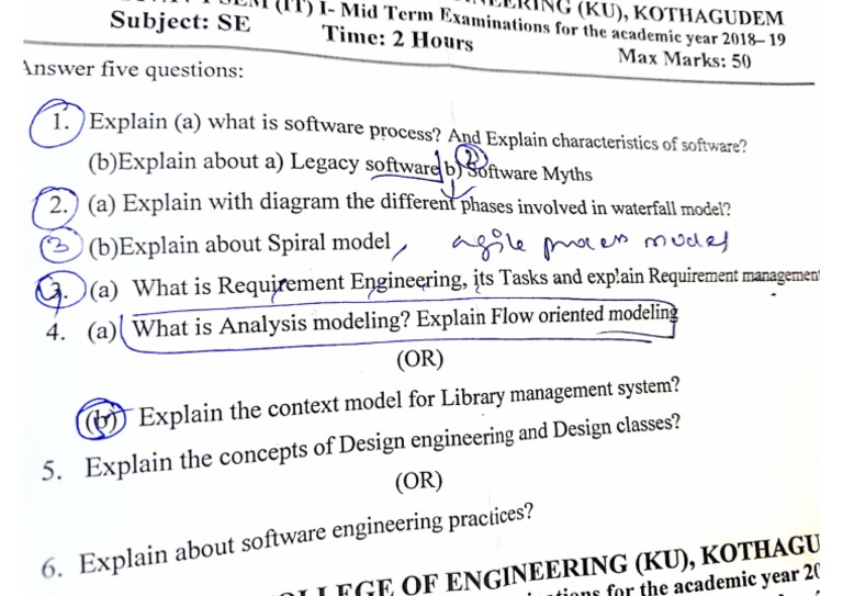 Software Engineering Question Paper | PDF