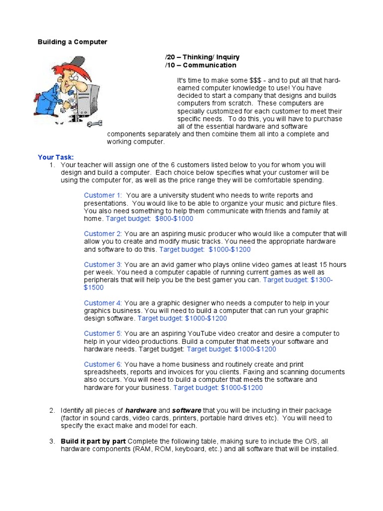 Building A Computer Assignment | PDF | Computer Hardware | Brand