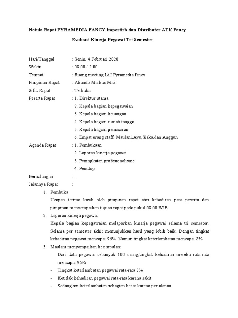 ANGGUN ISMA (Notula Rapat PYRAMEDIA FANCY) | PDF