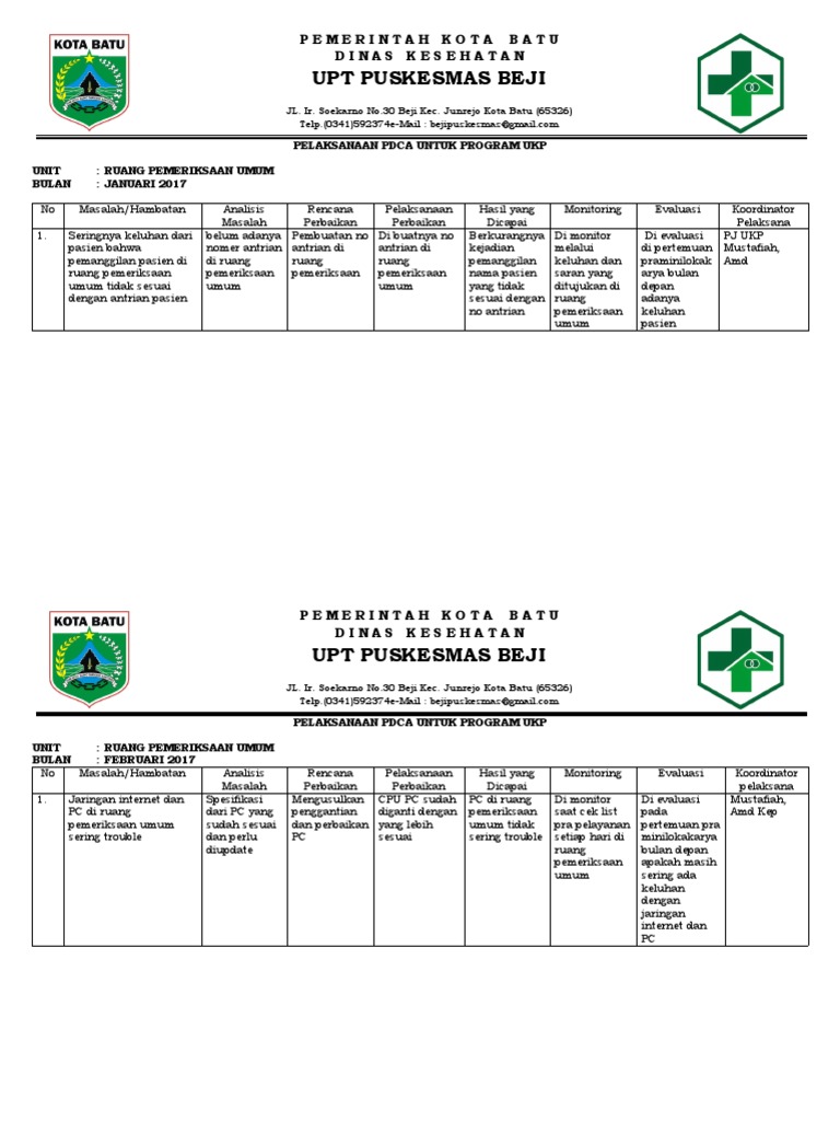 Pdca Ukp Ruang Pemeriksaan Umum Rev | PDF