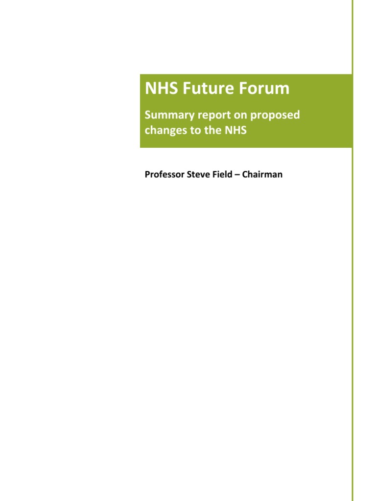 NHS Future Forum: Summary Report On Proposed Changes To The NHS | PDF ...