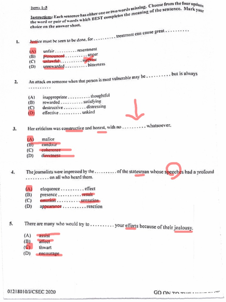 CSEC English A P01 Jan 2020 | PDF