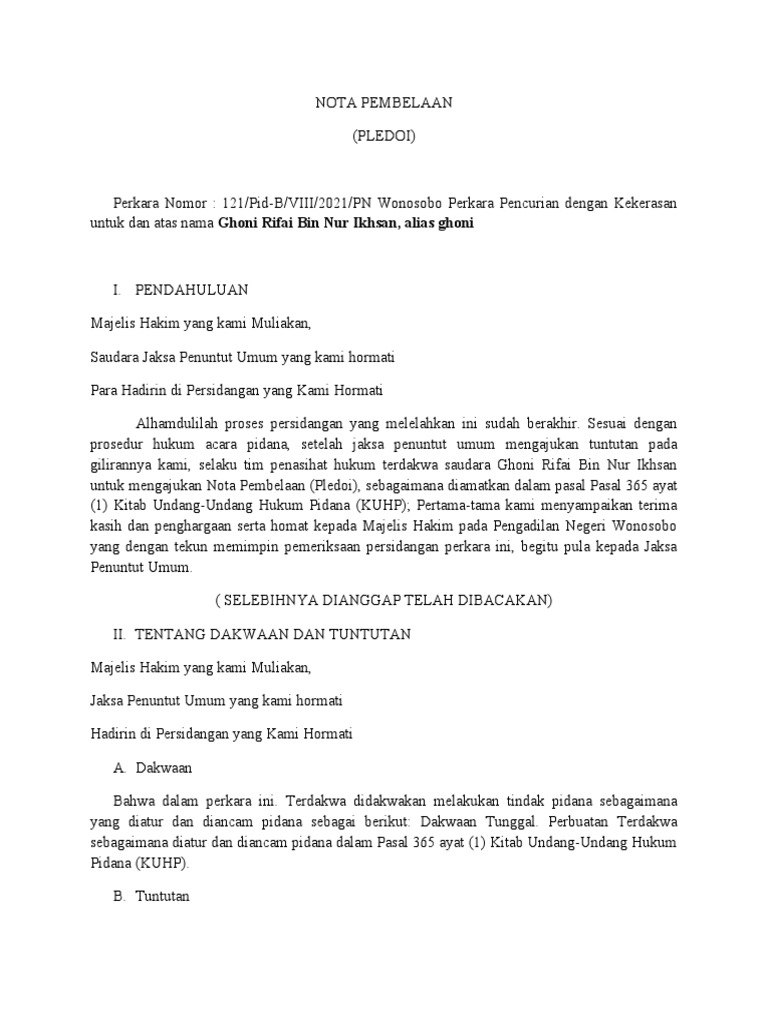 NOTA PEMBELAAN Contoh | PDF
