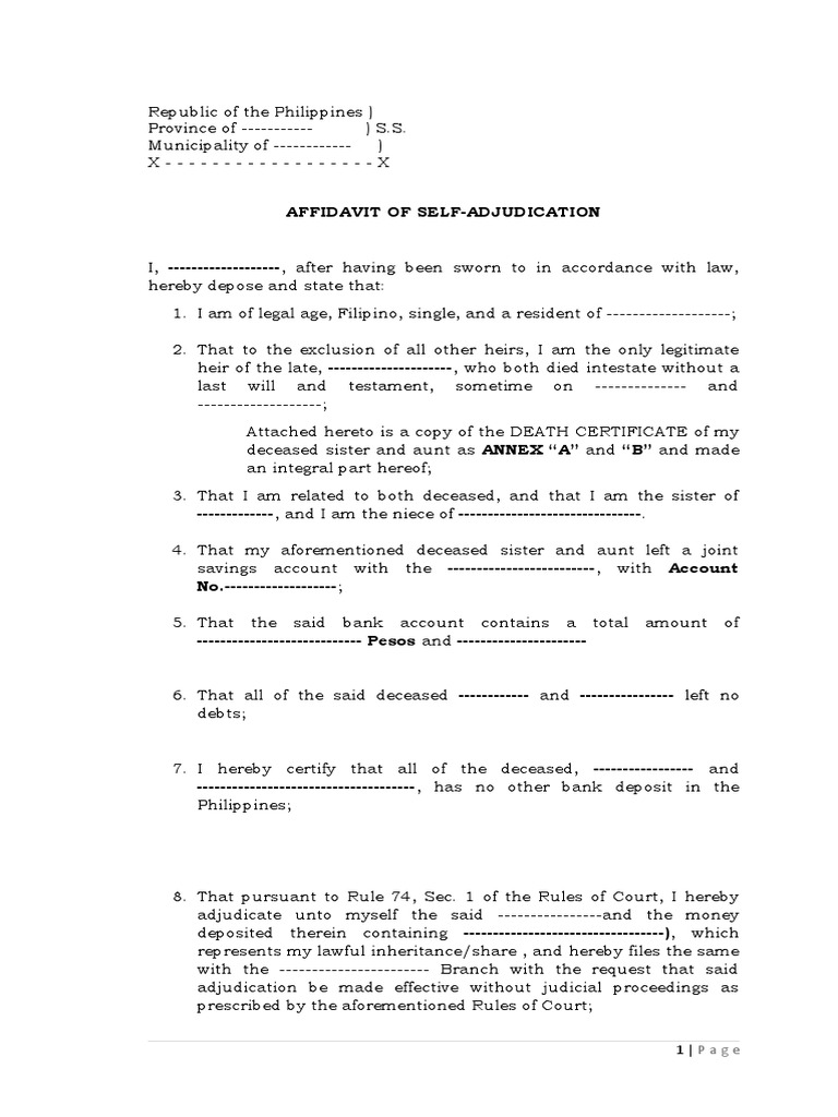 self adjudication | PDF | Affidavit | Legal Documents