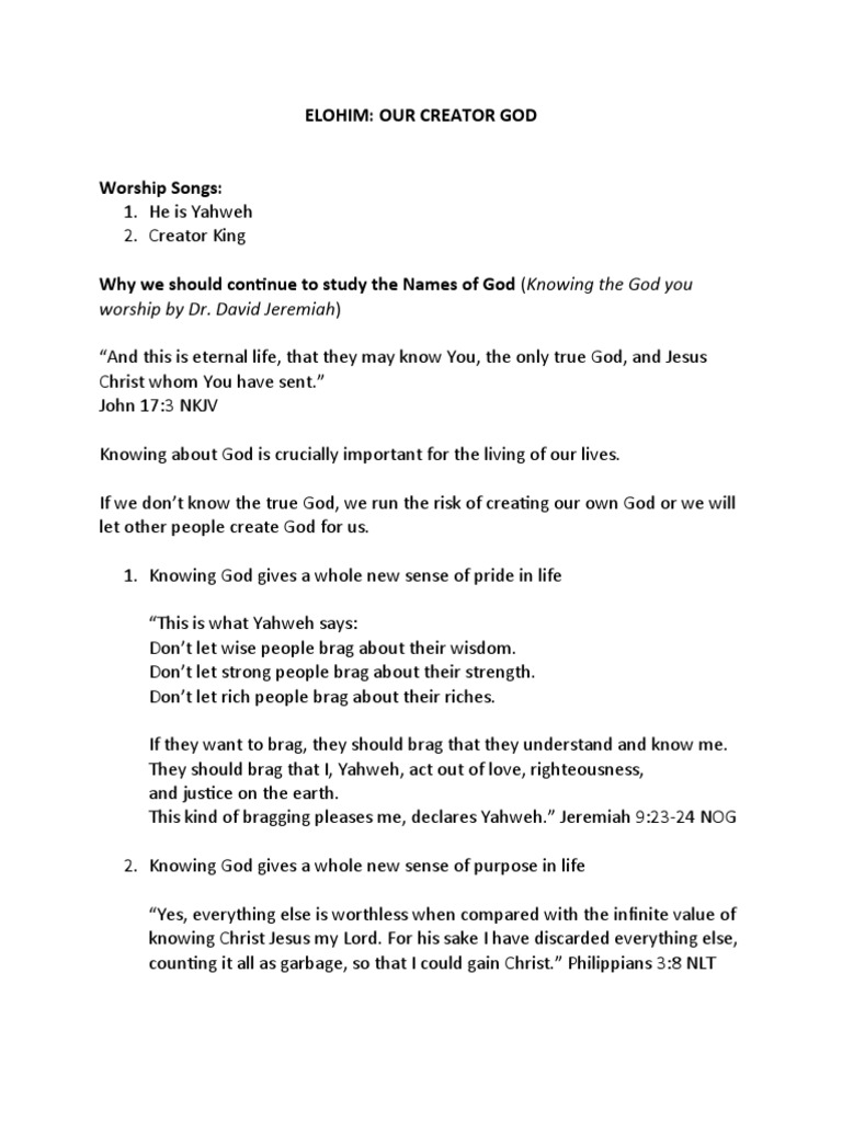 Elohim: Our Creator God Worship Songs:: Worship by Dr. David Jeremiah ...
