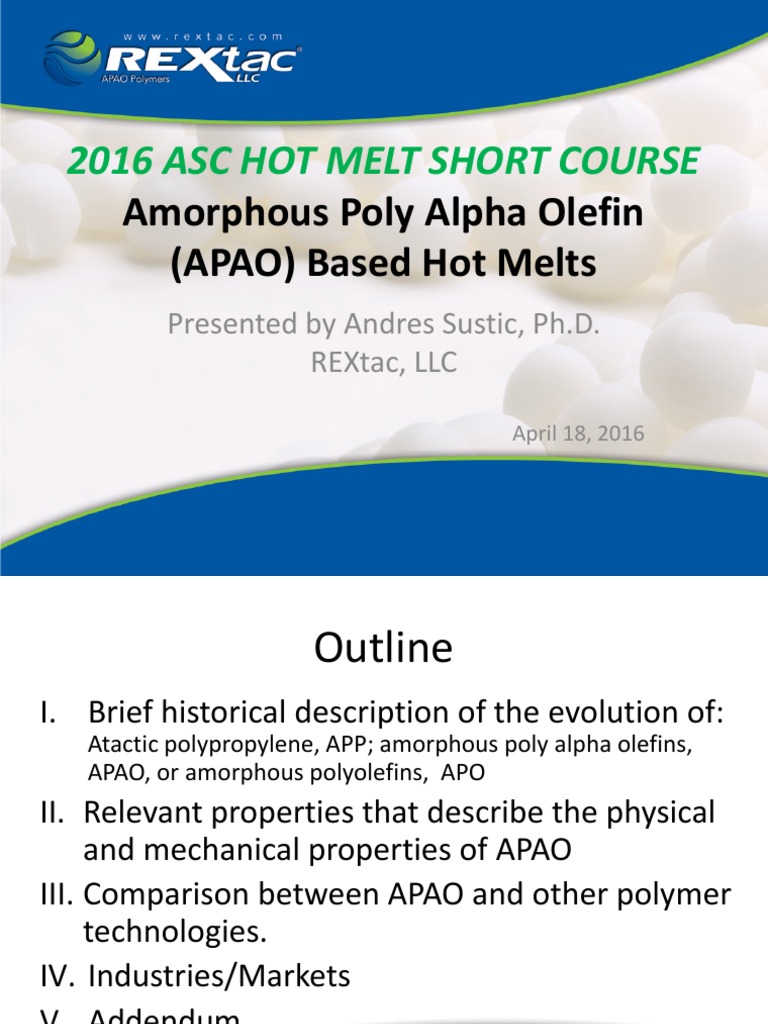 Short Course On APAO Based Hot Melts | PDF | Chemistry | Chemical ...