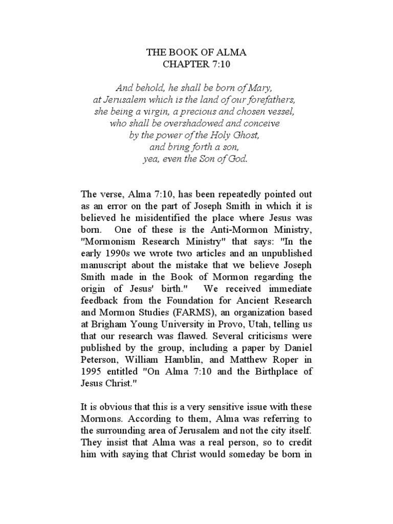 Anti-Mormons On Mormons and The Bible and Alma 7.10 by Kramer of Living ...