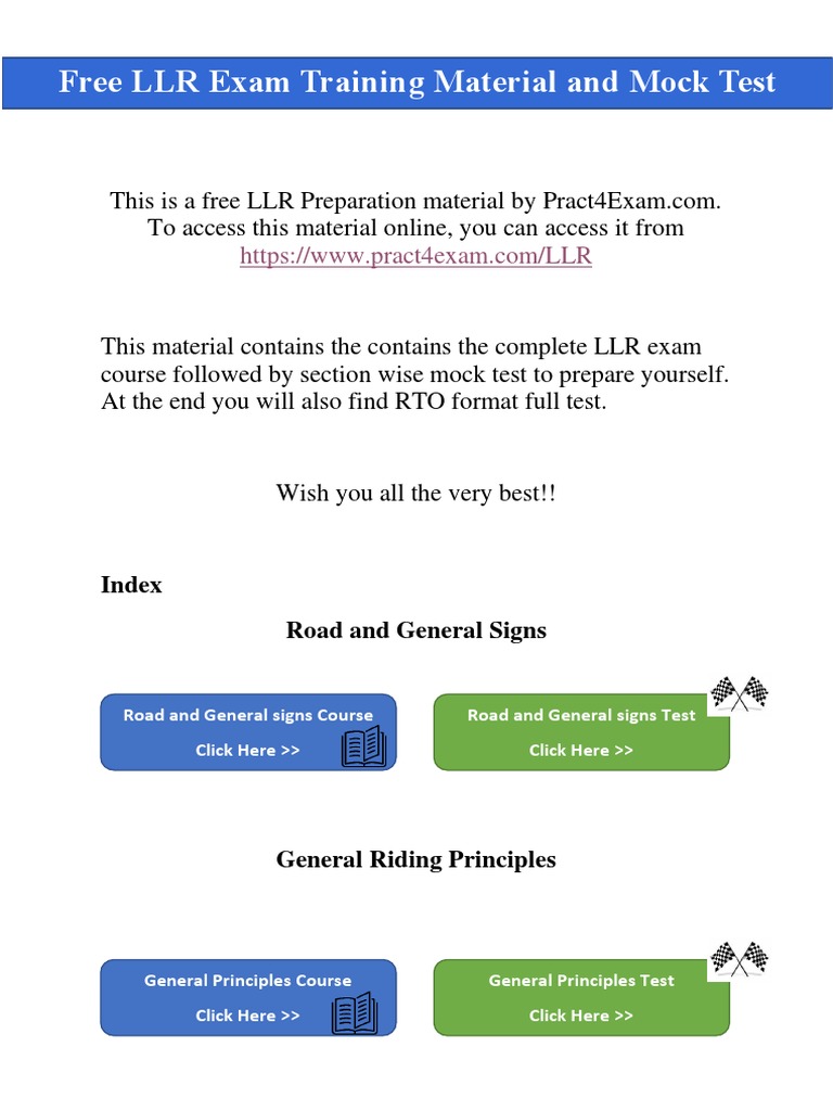 Free LLR Exam Prep Material & Tests | PDF | Traffic | Traffic Collision