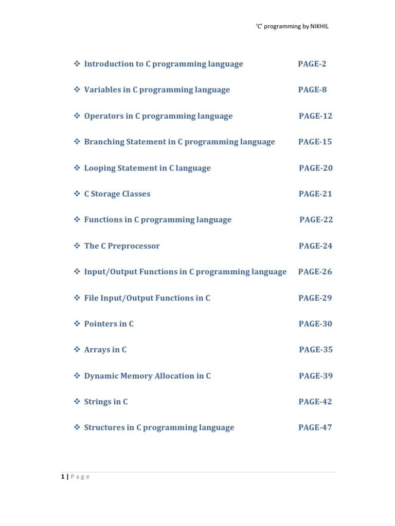 'C' Programming by NIKHIL | PDF | C (Programming Language) | Subroutine