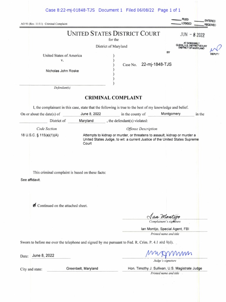 Nicholas John Roske Case Summary | PDF