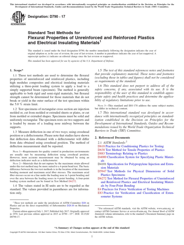 Standard Test Methods For Flexural Properties of Unreinforced and ...