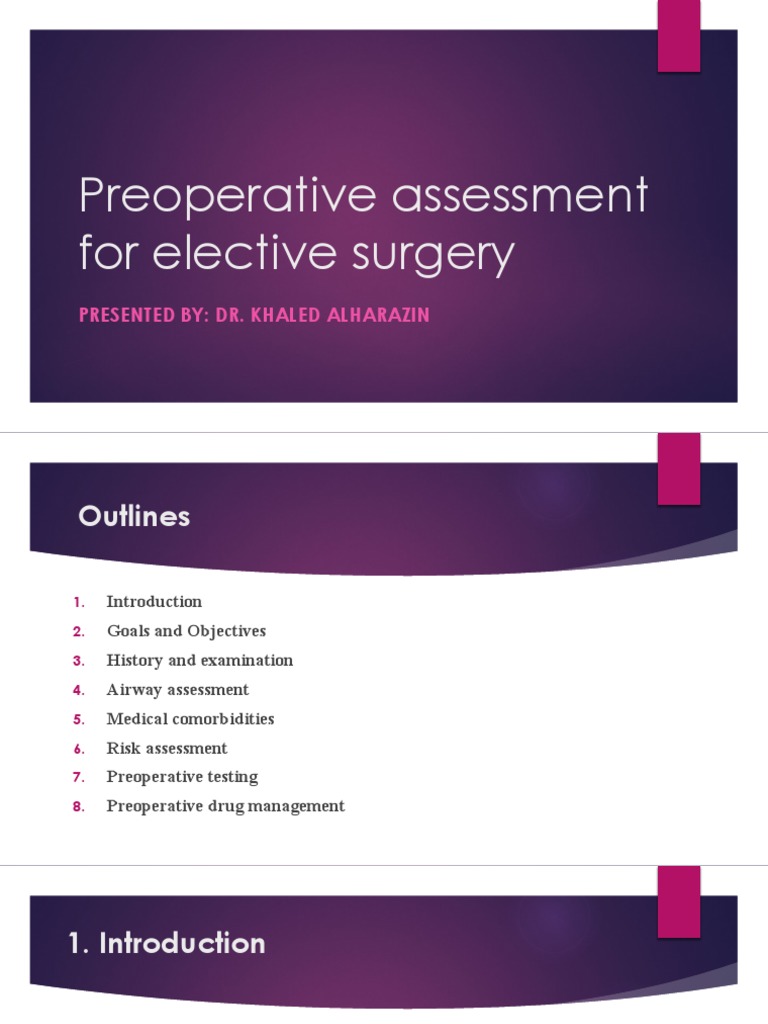 Preoperative Assessment for Elective Surgery | PDF | Coronary Artery ...