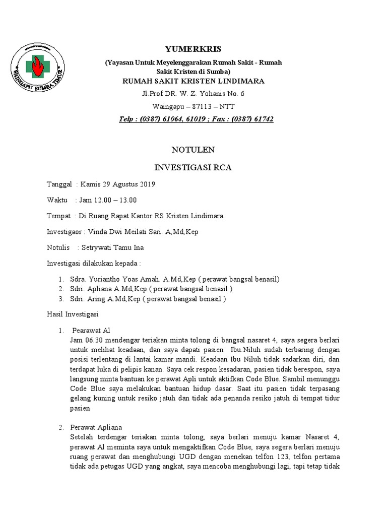 Notulen Investigasi Rca | PDF | Pengembangan Diri | Sains & Matematika