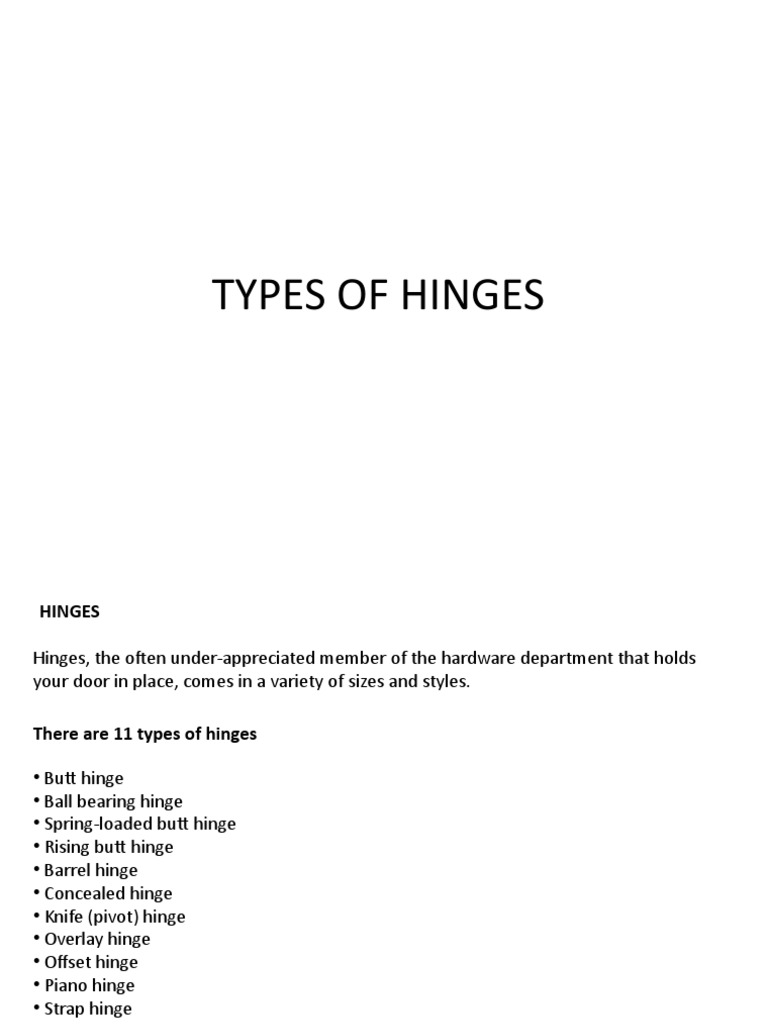 Types of Hinges | PDF