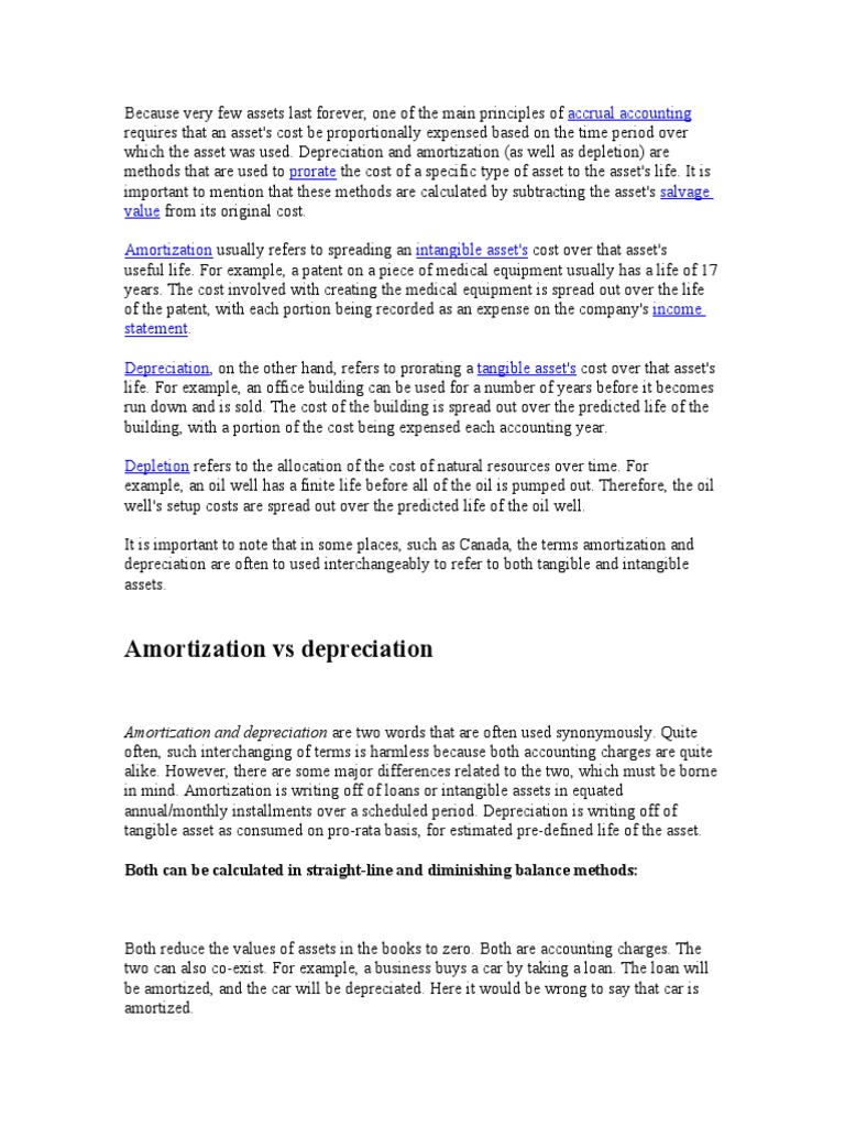Amortization vs Depreciation: Key Differences | PDF | Depreciation ...