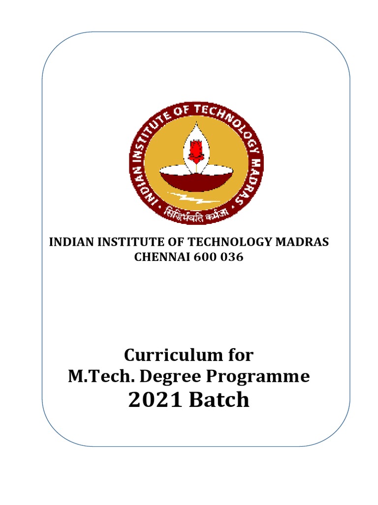 M.Tech Curriculum 2021 - IIT Madras | PDF | Aerodynamics | Engineering