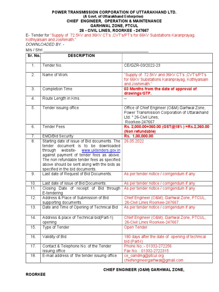 (A Govt. of Uttarakhand Enterprise) : WWW - Uktenders.gov - in | PDF ...