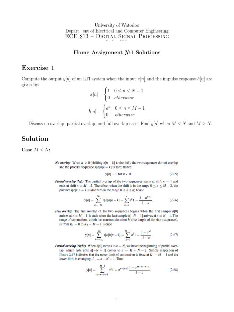 Exercise 1: ECE 413 - Digital Signal Processing Home Assignment 1 Solutions | PDF | Information ...