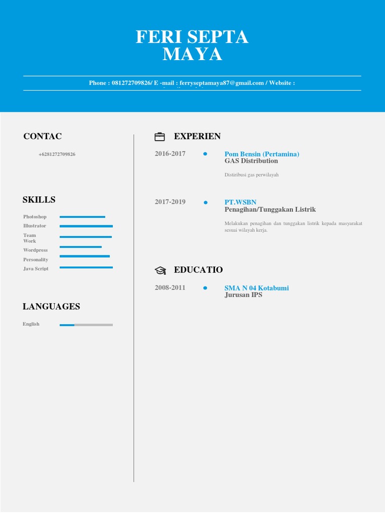 Feri Septa Maya: Contac T Experien CE | PDF