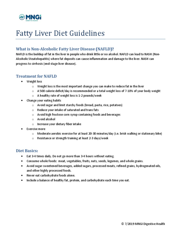 Fatty Liver Diet Guidelines 7.2019 | PDF | Foods | Fat
