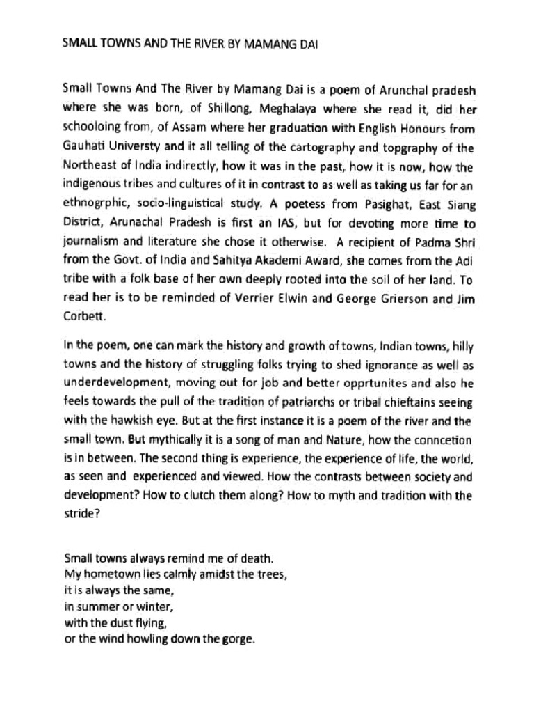 Small Towns and The River | PDF | Poetry