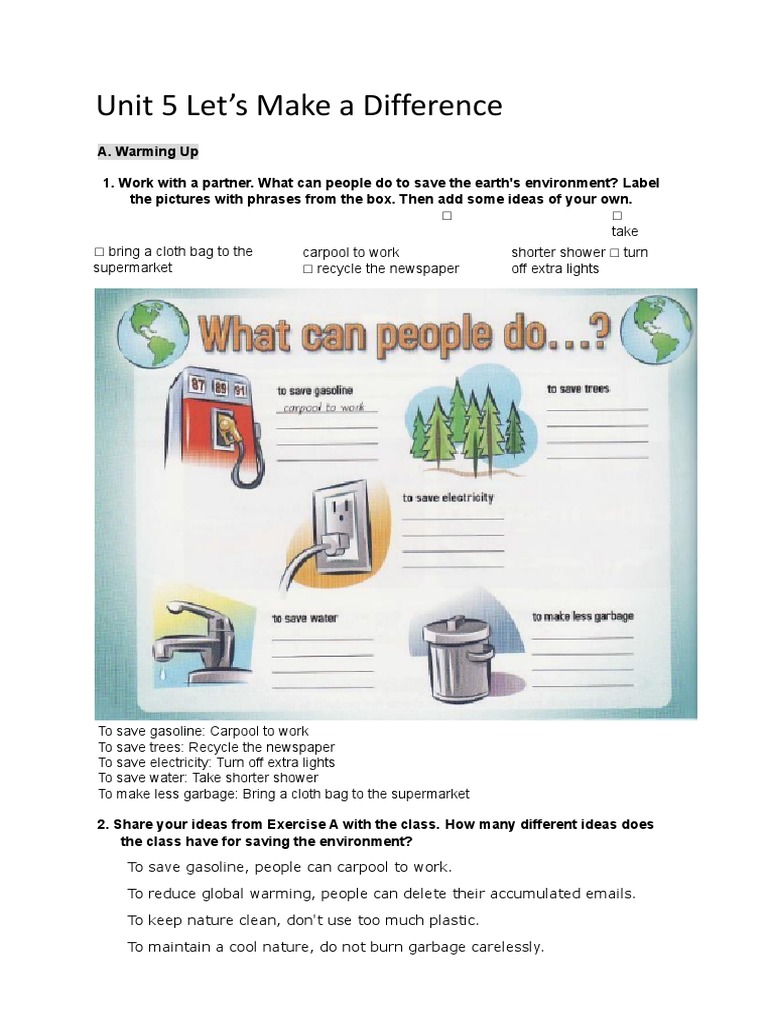 Unit 5 Let's Make A Difference | PDF | Climate Change | Vehicles