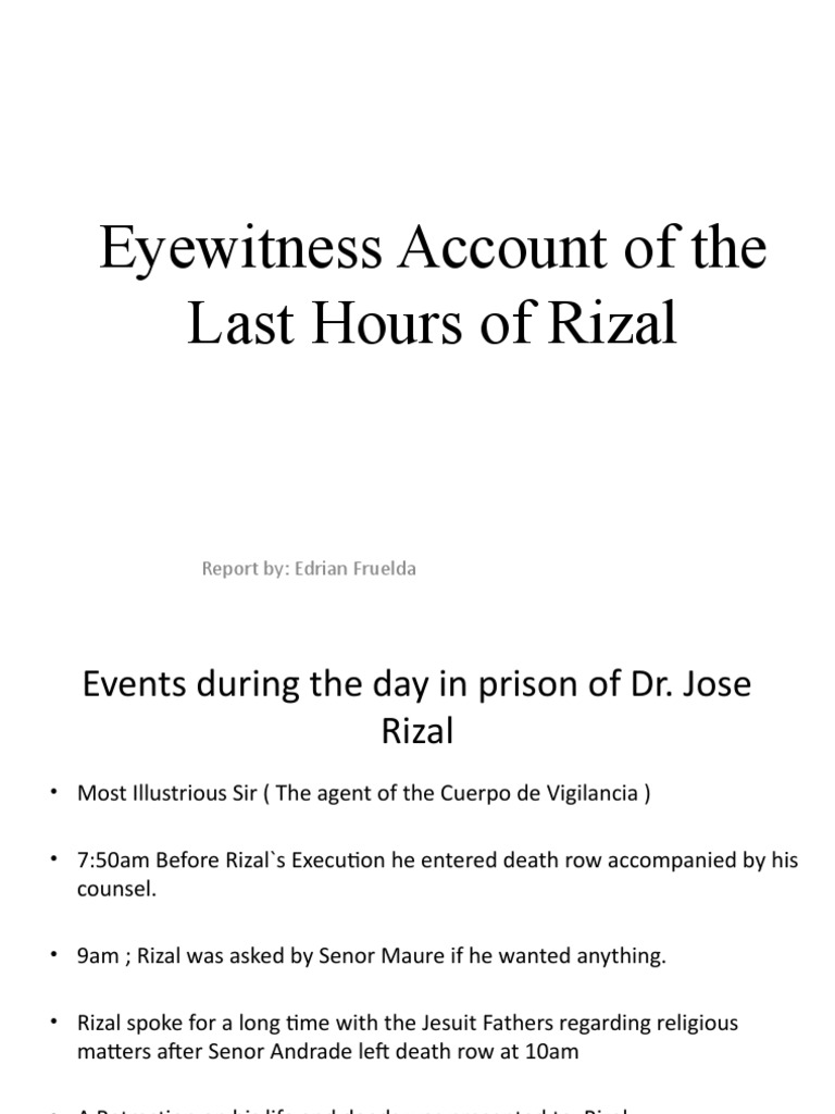 Eyewitness Account of The Last Hours of Rizal | PDF