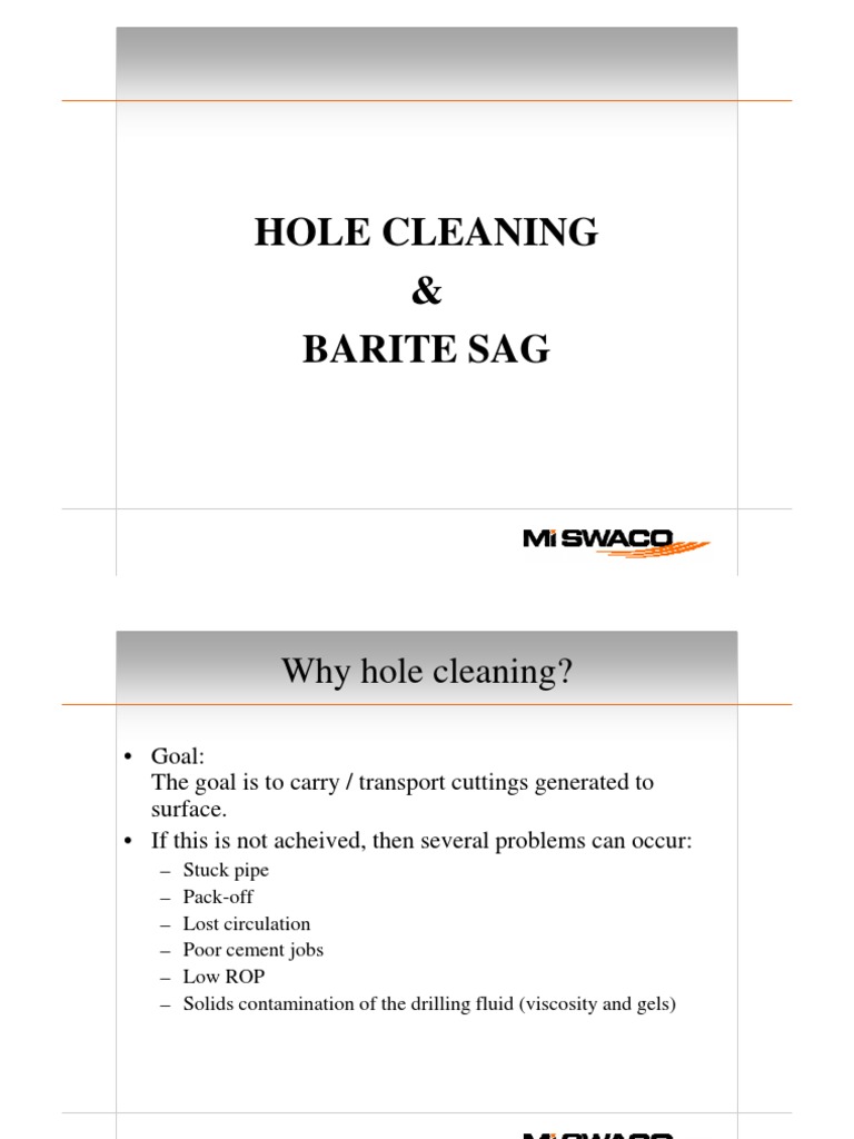 Managing Barite Sag in Deviated Wells: A Review of Hole Cleaning ...