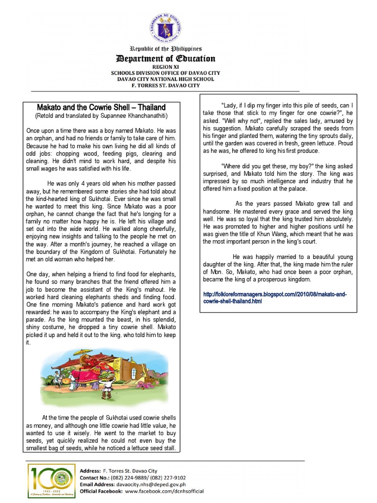 Makato and The Cowrie Shell - (Summary) | PDF