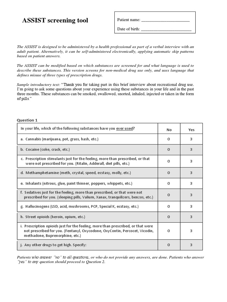 Modified ASSIST English PDF | PDF | Substance Abuse | Recreational Drug Use