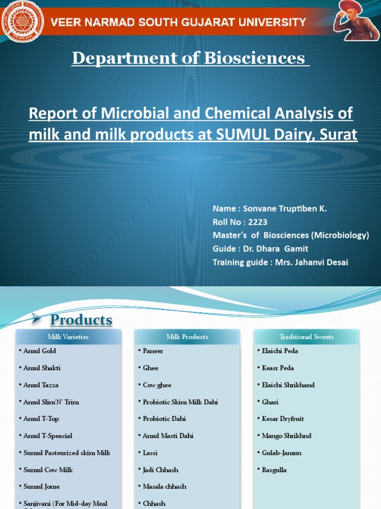 Department of Biosciences: Report of Microbial and Chemical Analysis of ...