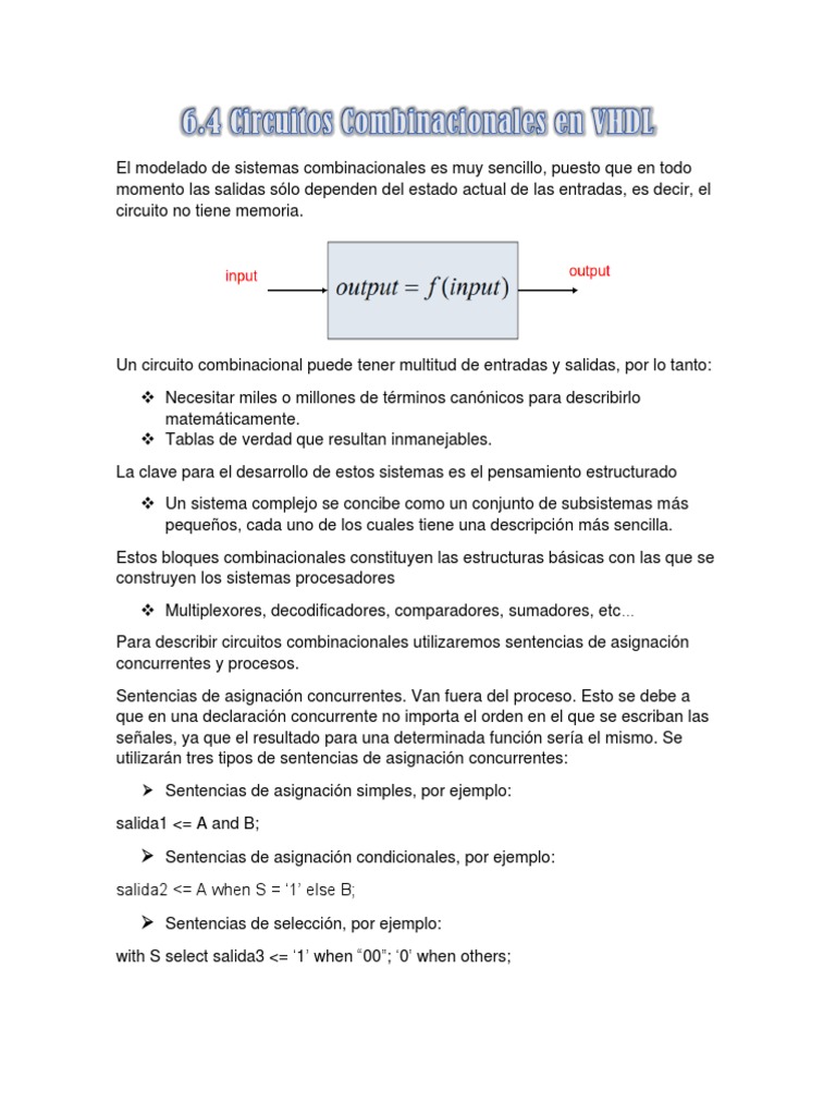 6.4 Circuitos Combinacionales en VHDL | PDF