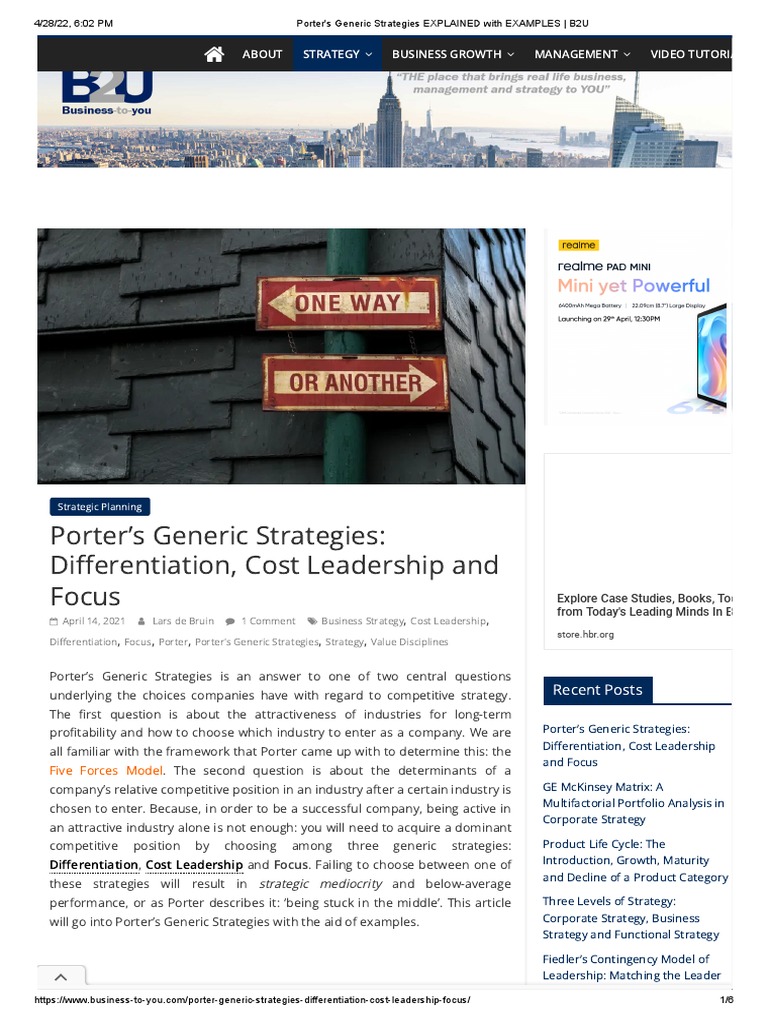 Porter's Generic Strategies Guide | PDF | Strategic Management | Business