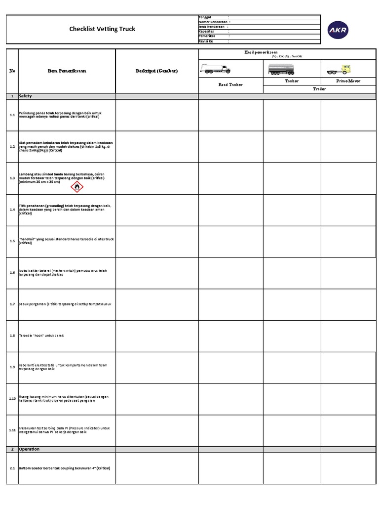 Check List Vetting AKR Trunk Unit | PDF