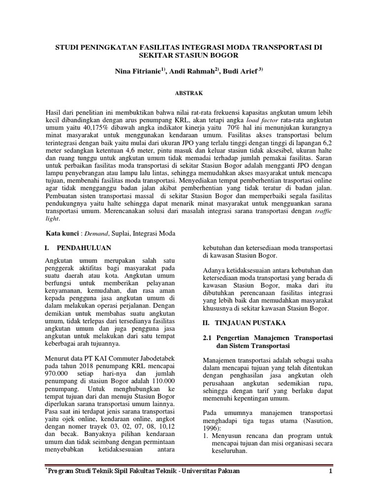 Integrasi Moda Transportasi Bogor | PDF | Teknologi & Rekayasa